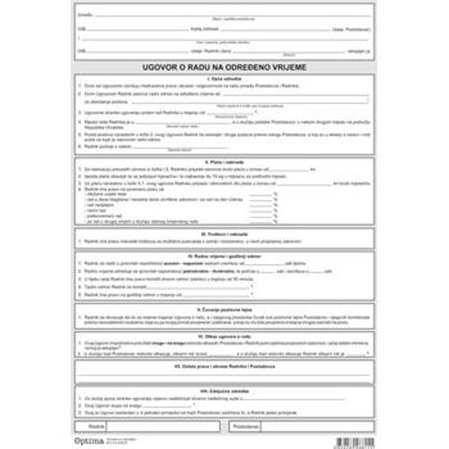 Obrazac EC-V-4-2/NCR ugovor o radu na određeno vrijeme A4 Optima - Divmar trgovina